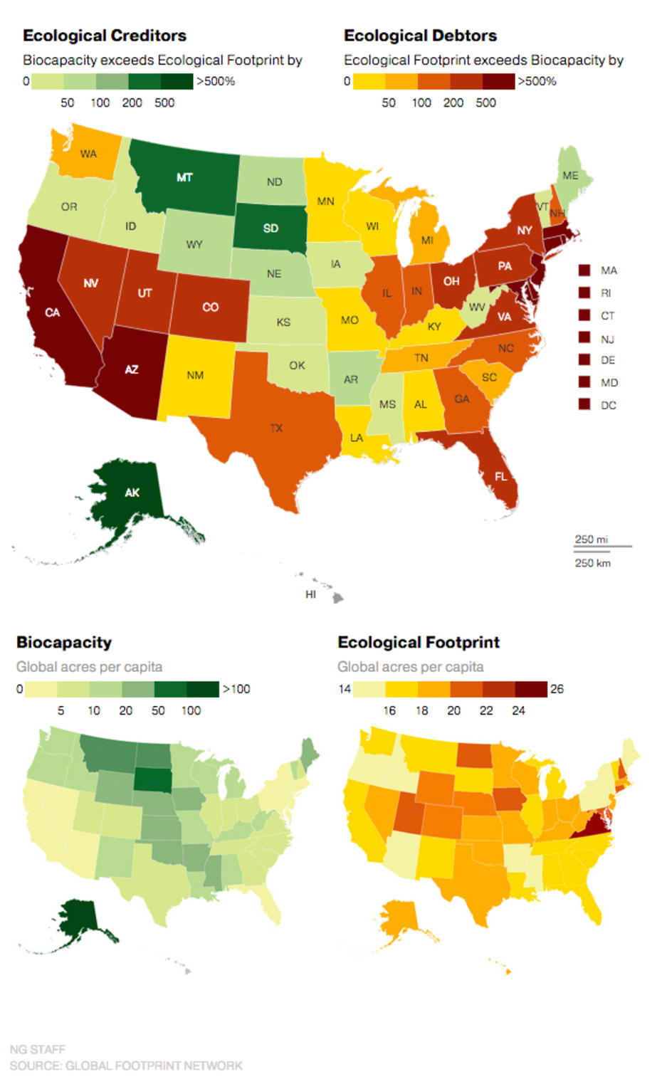 Which State Is in the Most Ecological Debt of Them All? - Pacific Standard