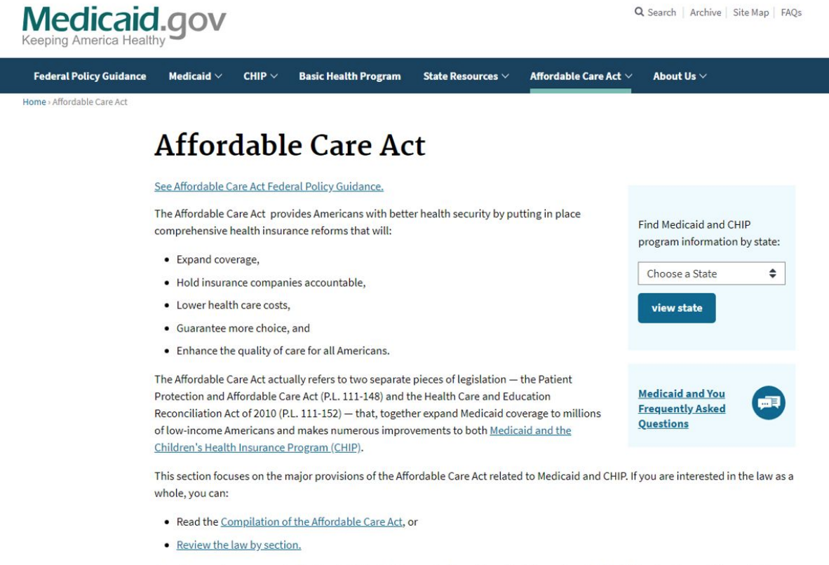 Information About Obamacare Disappears From Medicaid.gov